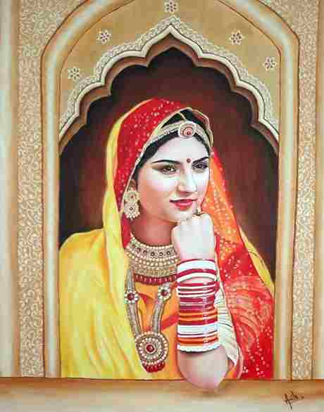 Rajasthani Lady in Jarokha – Crafttatva.com