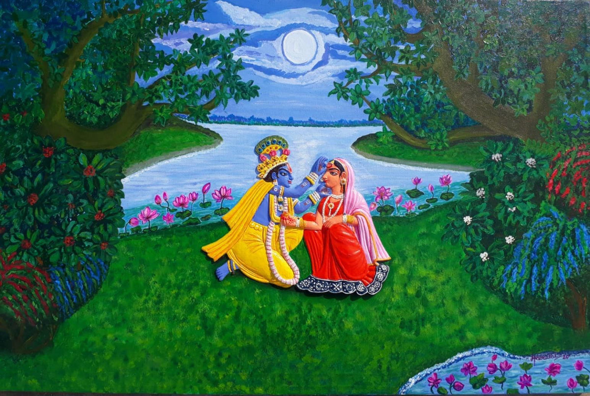 Applying Tilak on Radha’s Forehead – Crafttatva.com